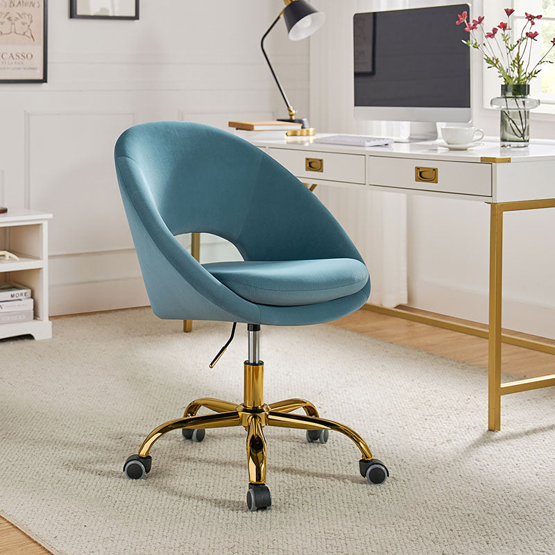 Ramona Velvet Upholstered Office Chair Blue